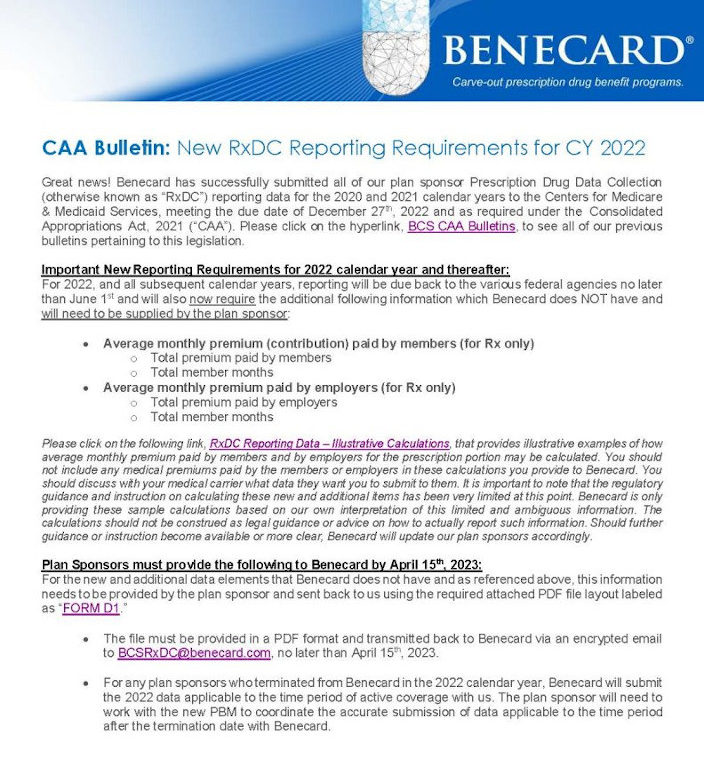 Benecard CAA Bulletins - Benecard